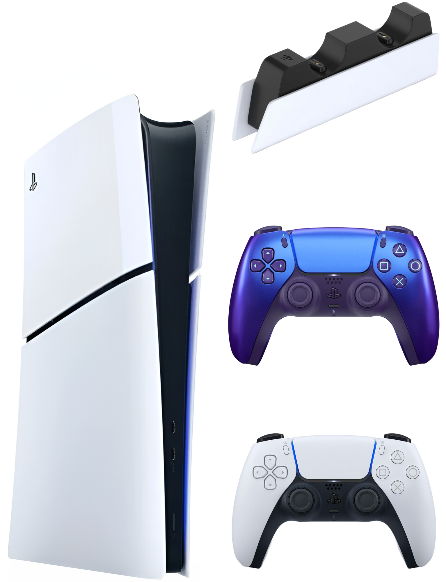 Игровая приставка Sony PlayStation 5 PS5 Slim Digital,825ГБ(без дисковода)+2-ой геймпад(chroma indigo)+зарядная станция