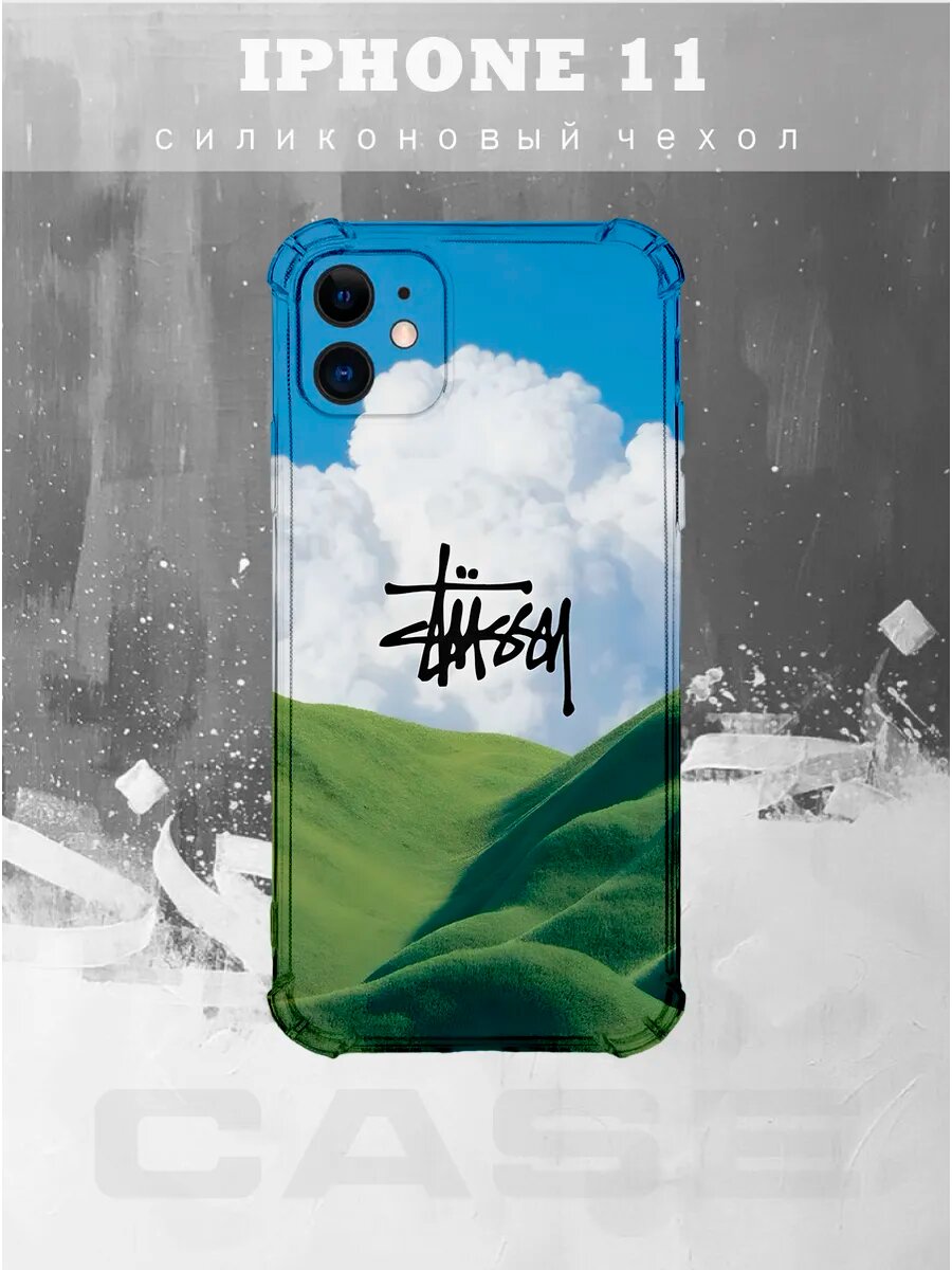 Чехол на IPHONE 11 с принтом пейзаж эмблема Stussy