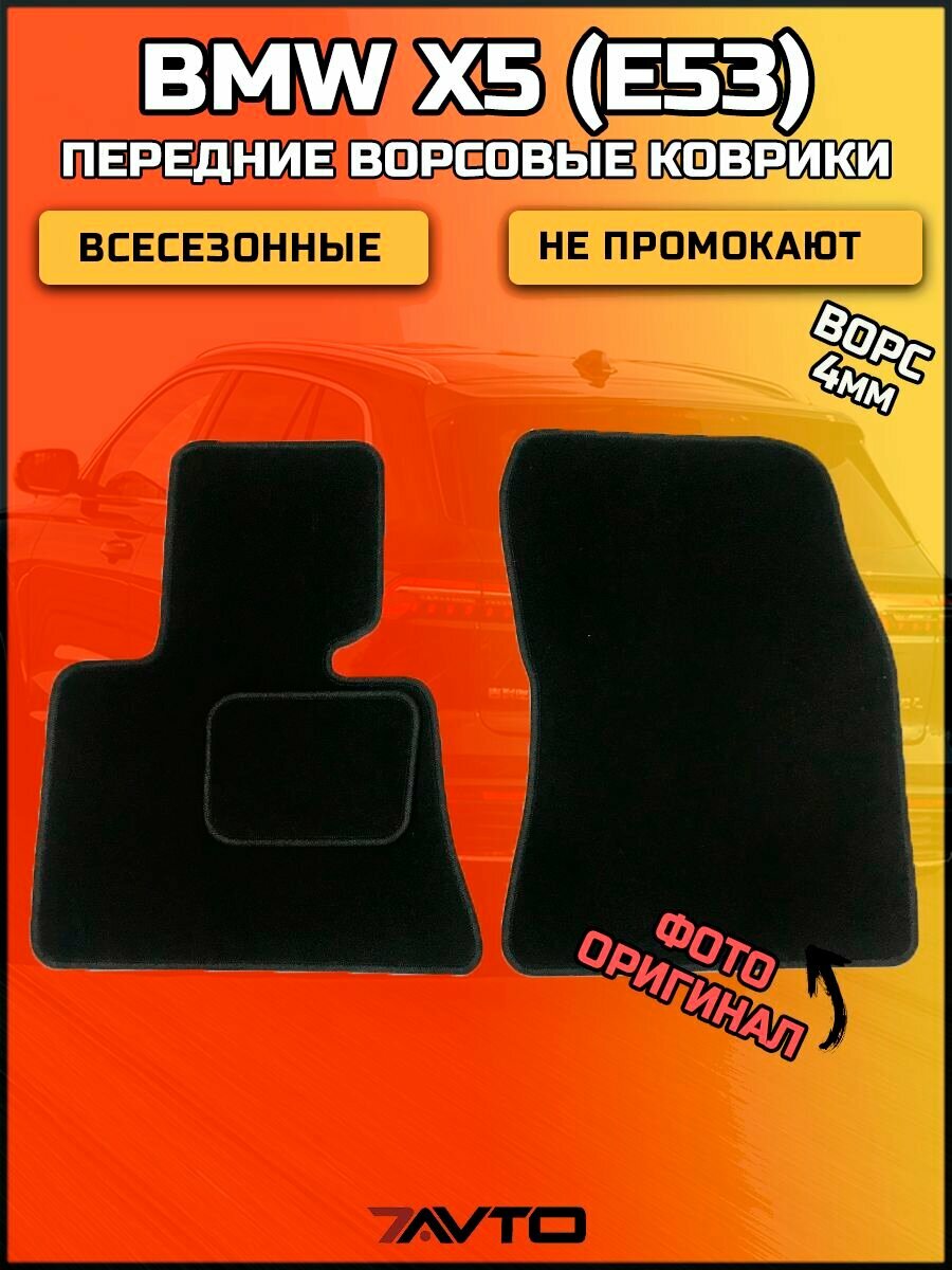 Передние ворсовые коврики ЭКОном на BMW X5 (E53) 1999-2006