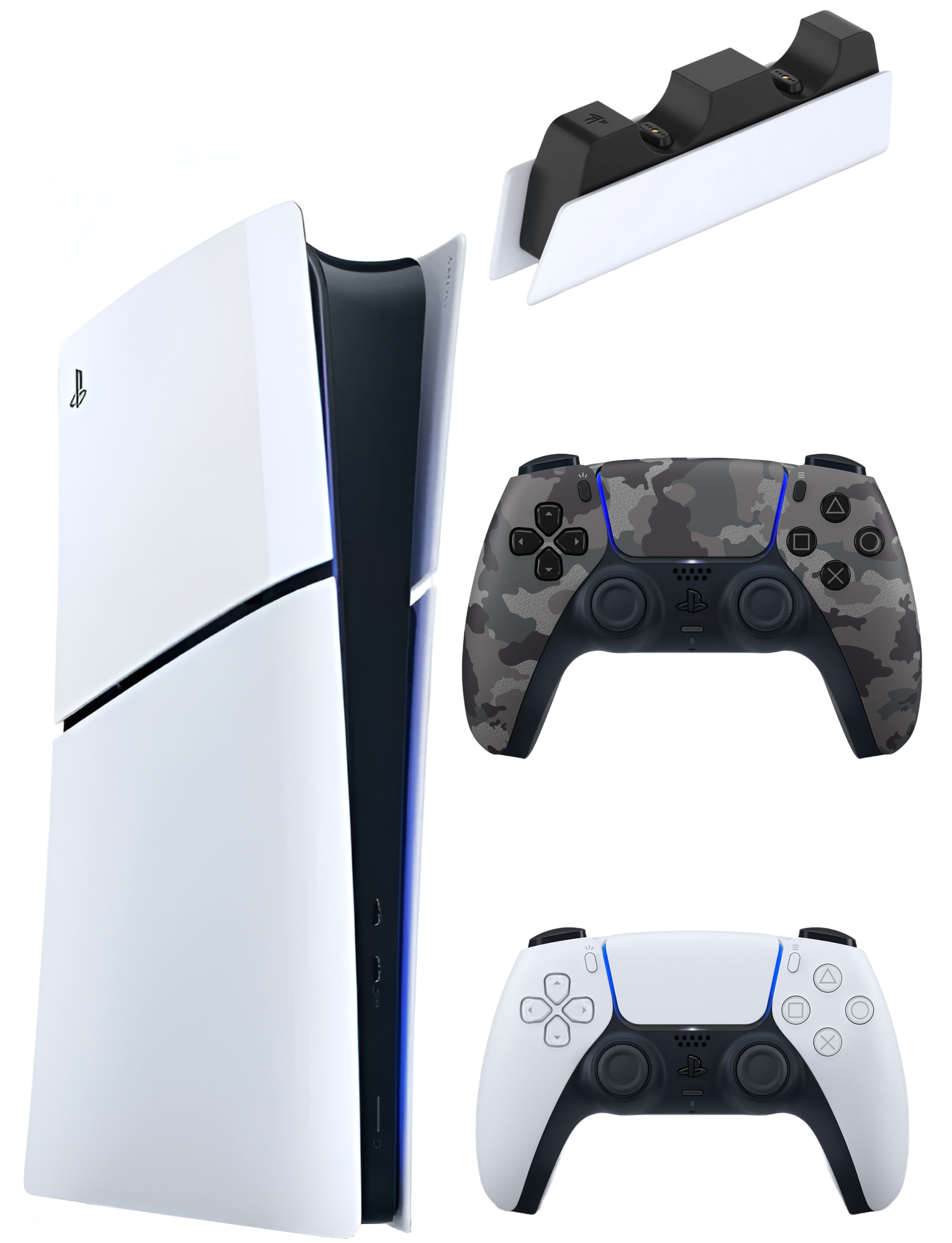 Игровая приставка Sony PS 5 Slim Digital,825ГБ (без дисковода)+2-ой геймпад(Камуфляжный)+Зарядная станция