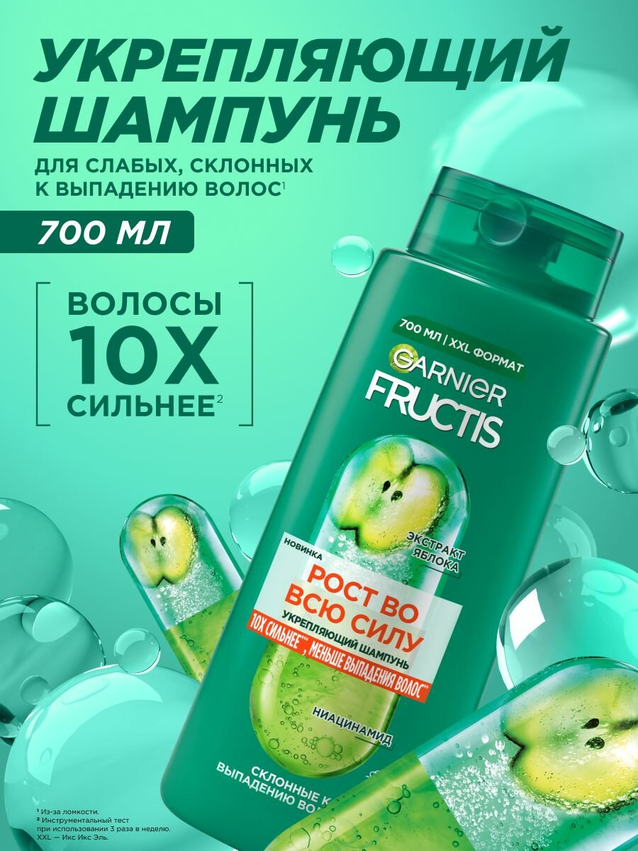 Garnier Fructis Укрепляющий шампунь "Фруктис Рост во всю Силу", для ослабленных волос, склонных к выпадению, 700 мл