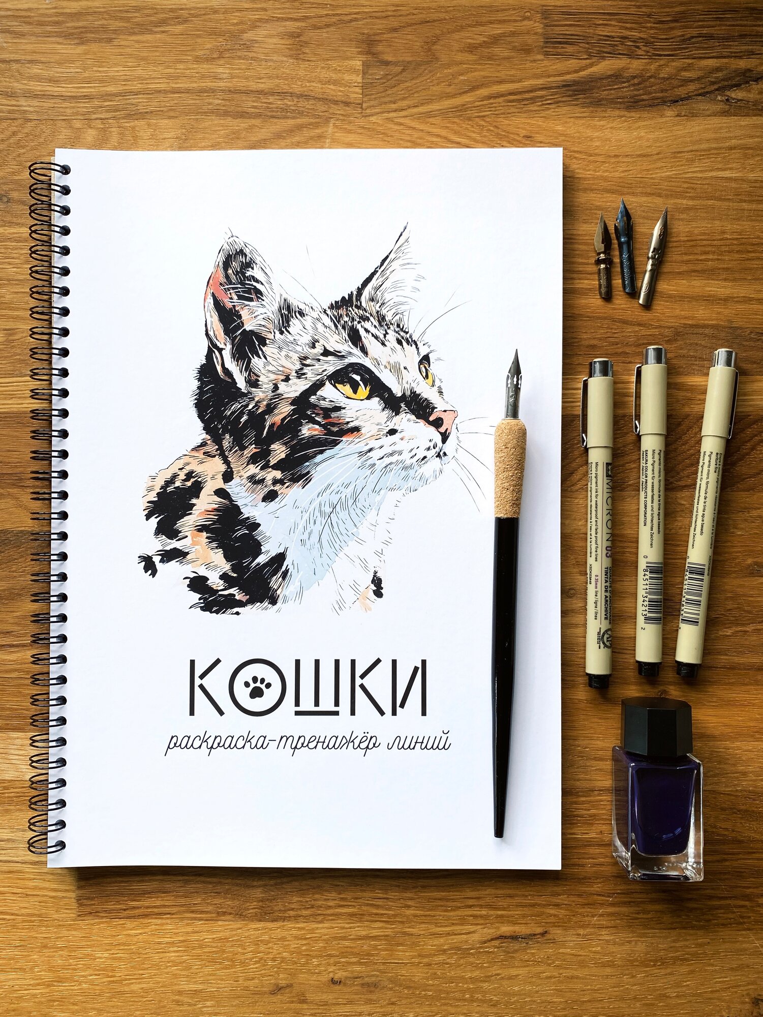 Раскраска "Кошки", контурная, формат А4, альбом на пружине, матовая обложка, 20л, 160г/м2