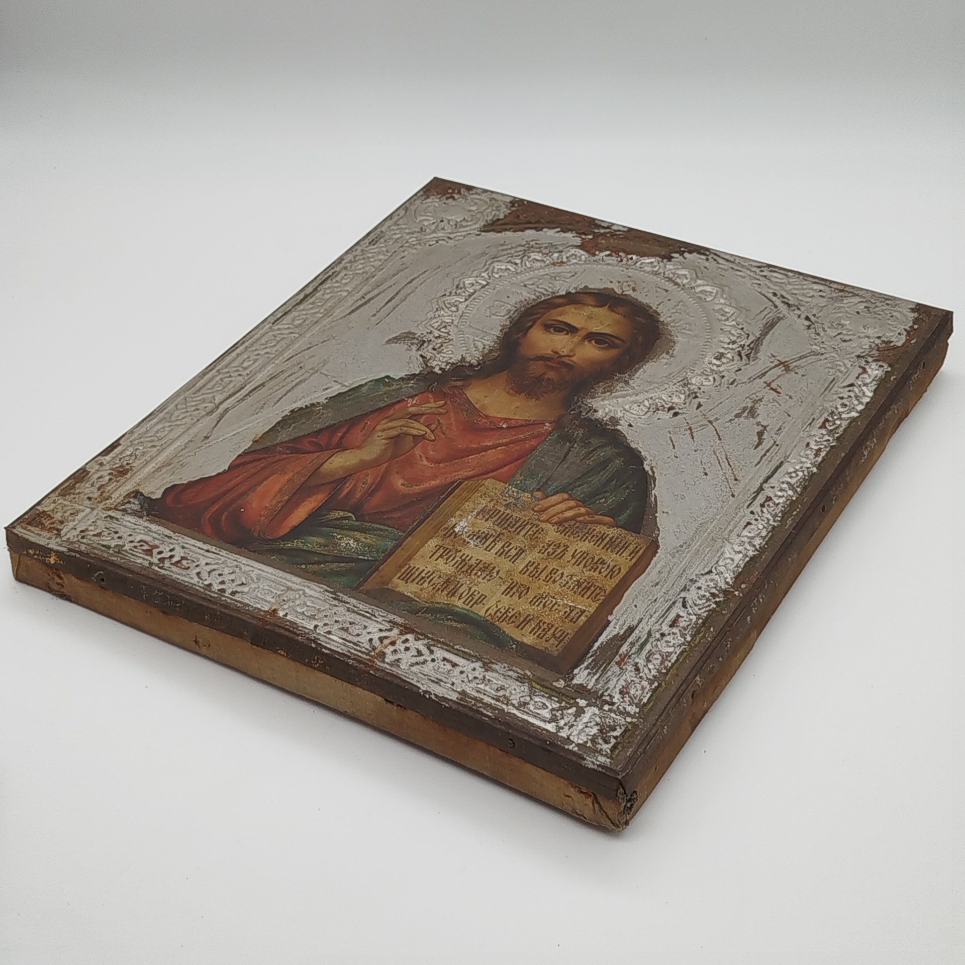 Икона "Господь Вседержитель", жесть, печать (хромолитография), дерево, ткань