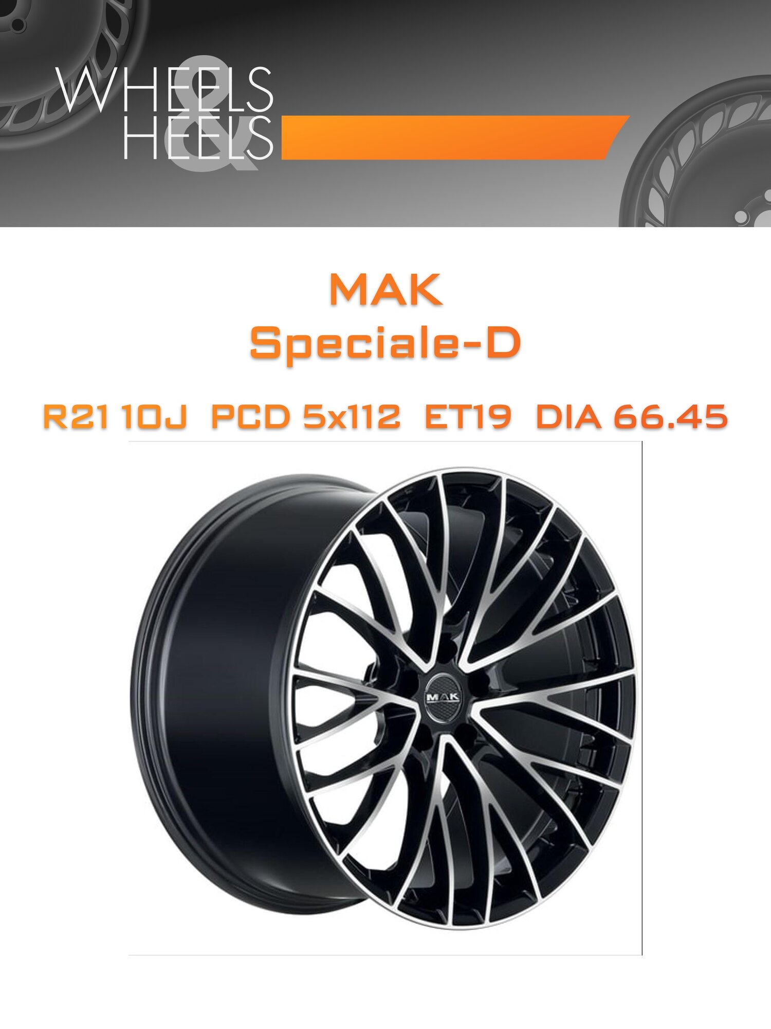 Диск автомобильный литой MAK Speciale-D 21x10 5x112 et19 dia66.45 Чёрный глянцевый с полированной лицевой частью