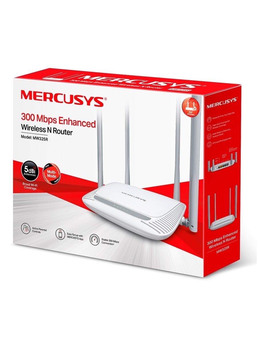 Wi-Fi роутер, маршрутизатор MERCUSYS MW325R (WANx1, LANx3, 300 Мбит/с)