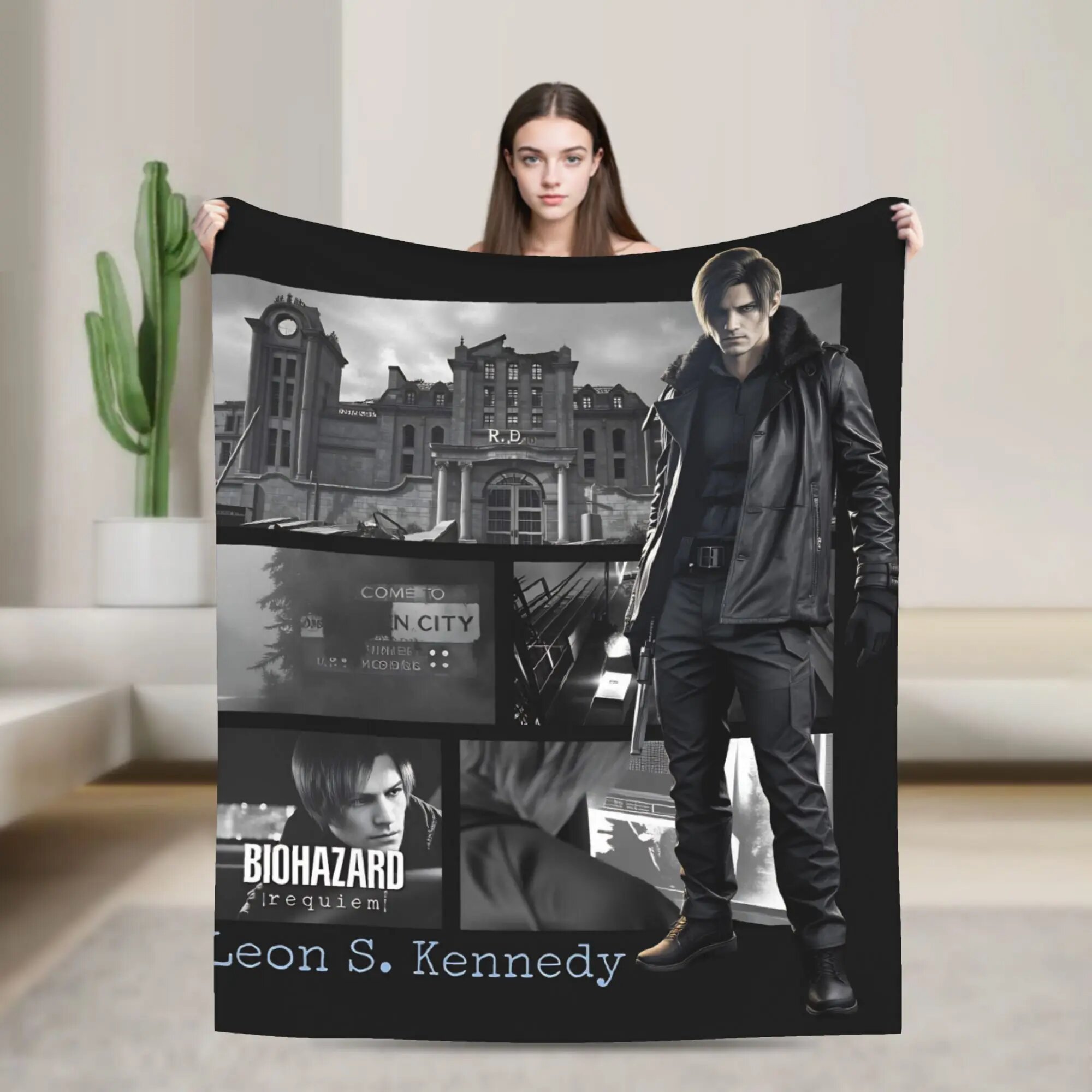 Плед Resident Evil Леон Кеннеди 76x102см, черный