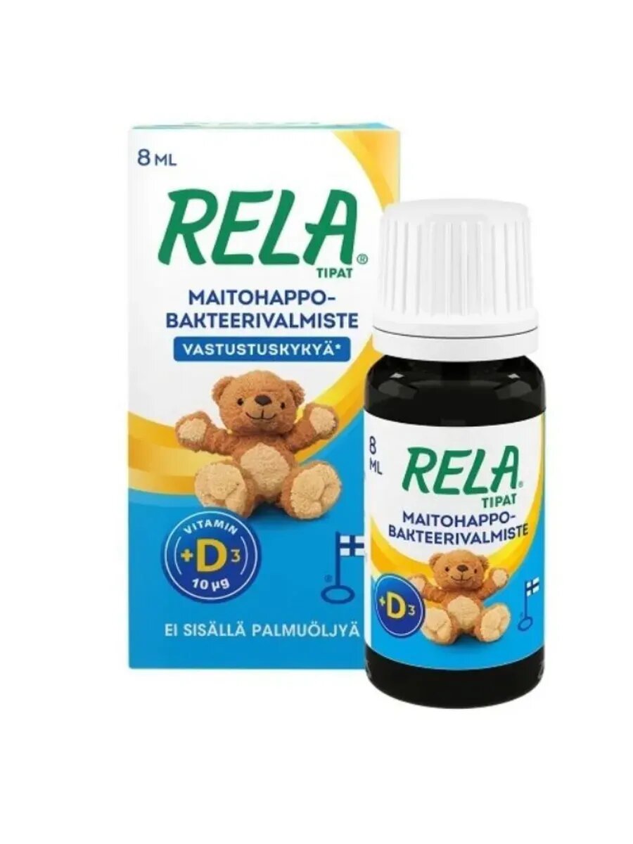 Лактобактерии + витамин Д3 Rela drops Рела Капли 8 мл (Финляндия)