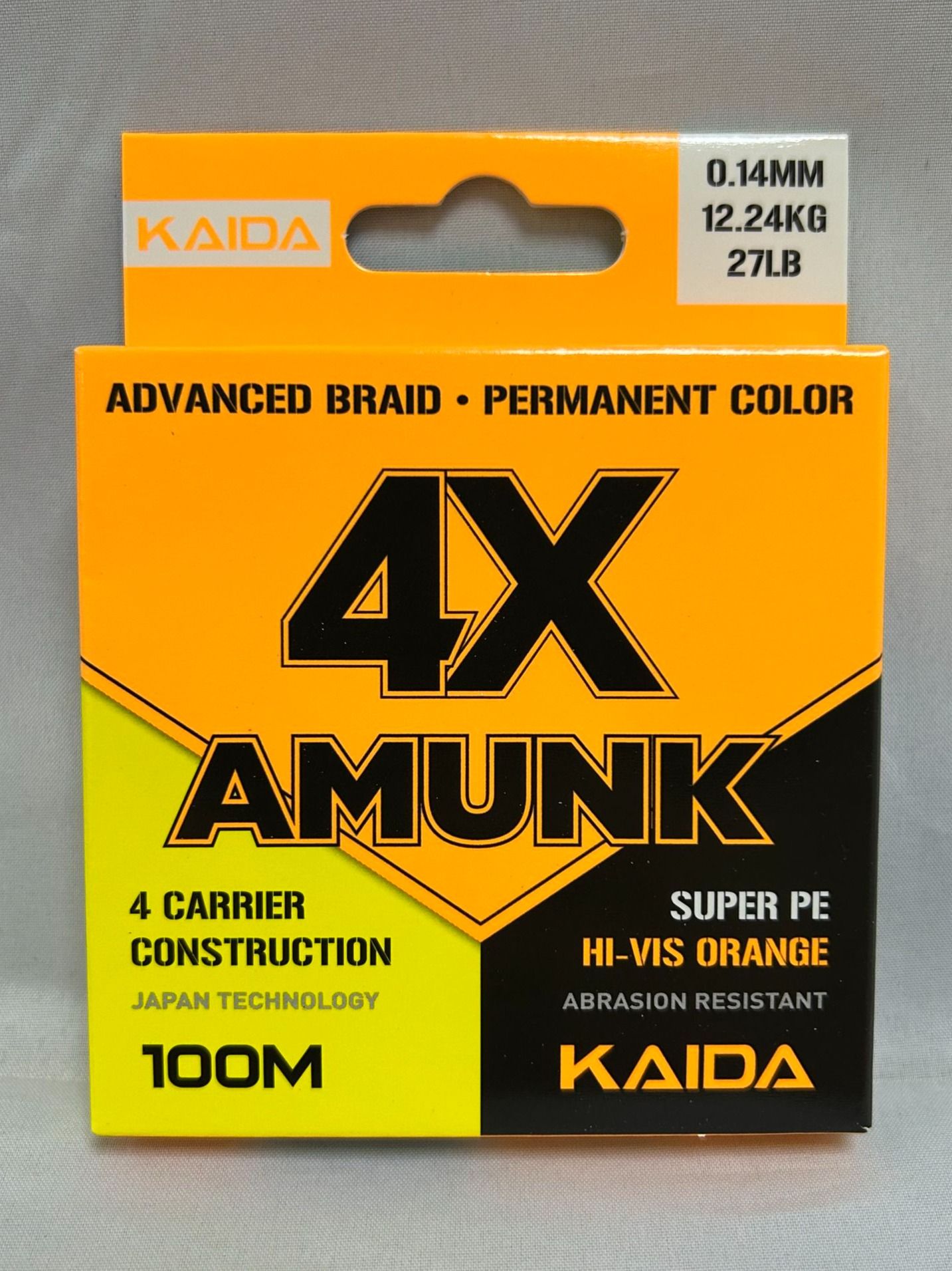 Плетеный шнур KAIDA AMUNK 4X ORANGE 0,14 мм - 12,24 кг