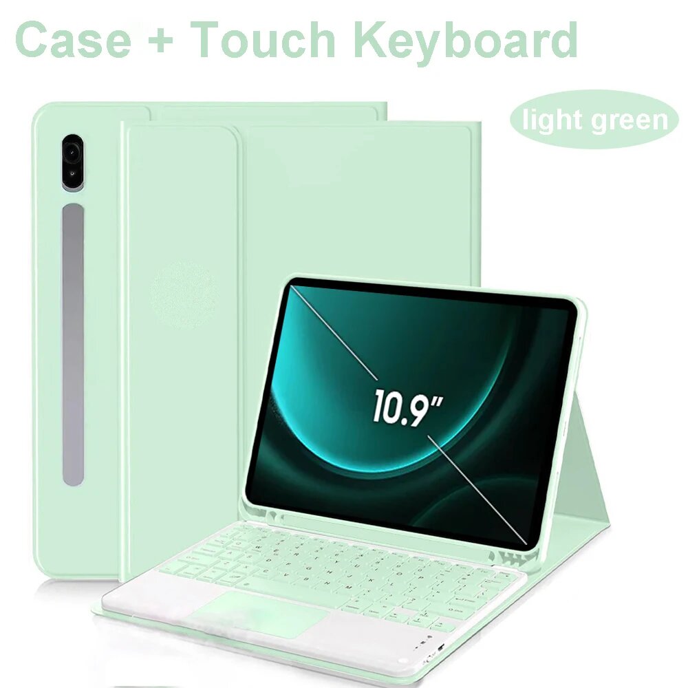 Чехол HUAIBX для Samsung Galaxy Tab с Bluetooth-клавиатурой light Green C English