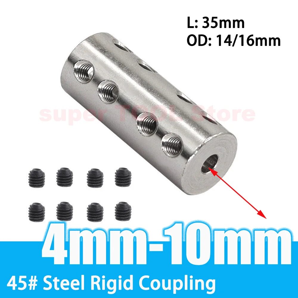 GooBetter Стальная редукционная жесткая муфта 45# L35мм 4-10мм D14L35 8-8mm
