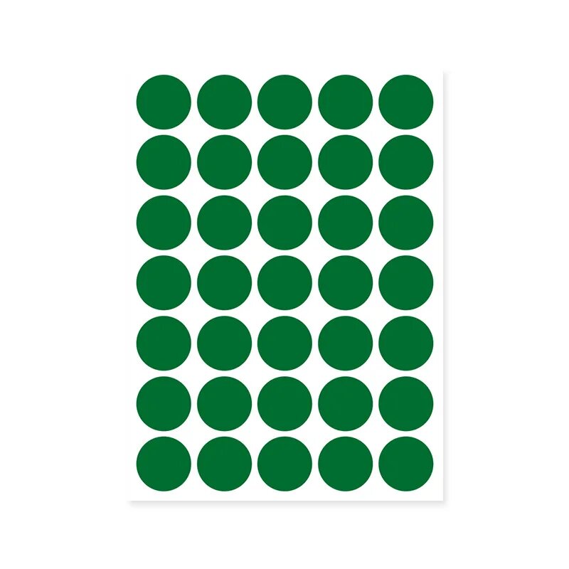 Круглые разноцветные наклейки-точки 10 мм, бумага Зеленый, Green 10Pcs