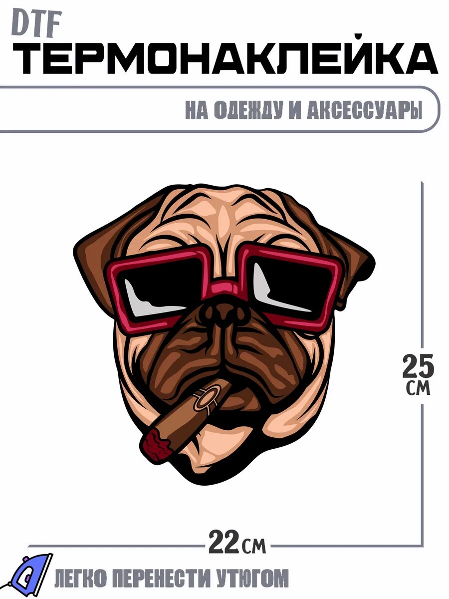 Термонаклейка морда мопса
