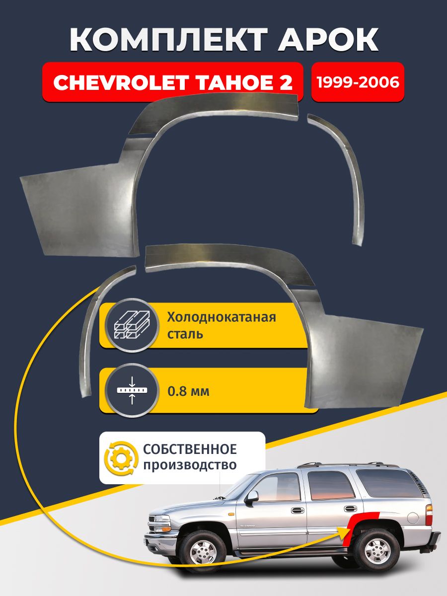 Комплект задних ремонтных арок для автомобиля (2 шт.), Chevrolet Tahoe 2 1999-2006 (Шевроле Тахо 2). Холоднокатаная сталь 0,8мм.