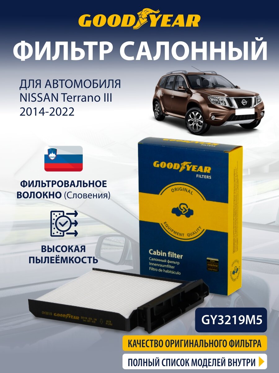 Фильтр салонный NISSAN Terrano 3 пок. (Ниссан Террано 3 покол. D10) 2014-2022