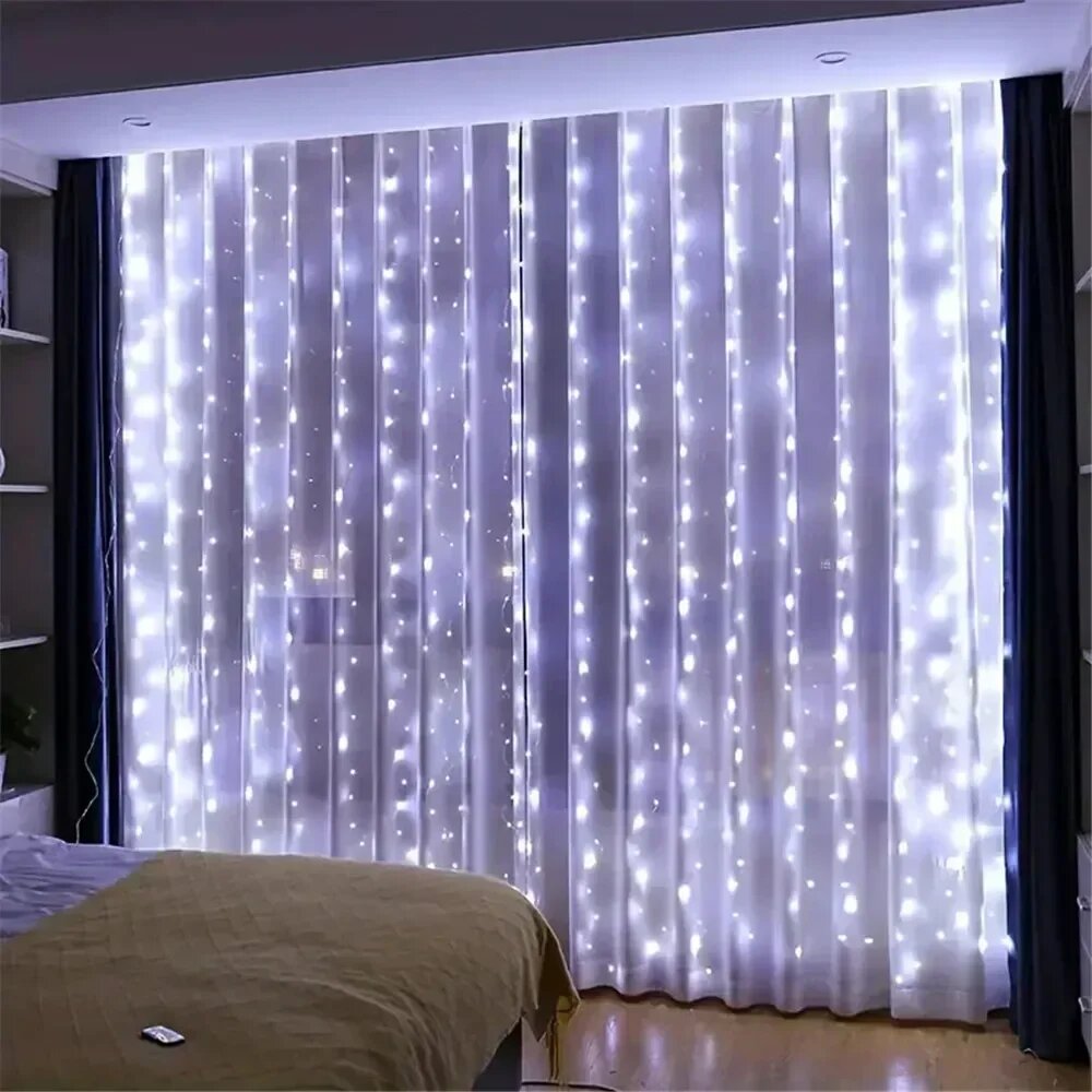 USB-гирлянда LOUCUNGAN светодиодная тёплый белый 100/200/300/600LED 3x1 м White, 3x2M 200LEDs