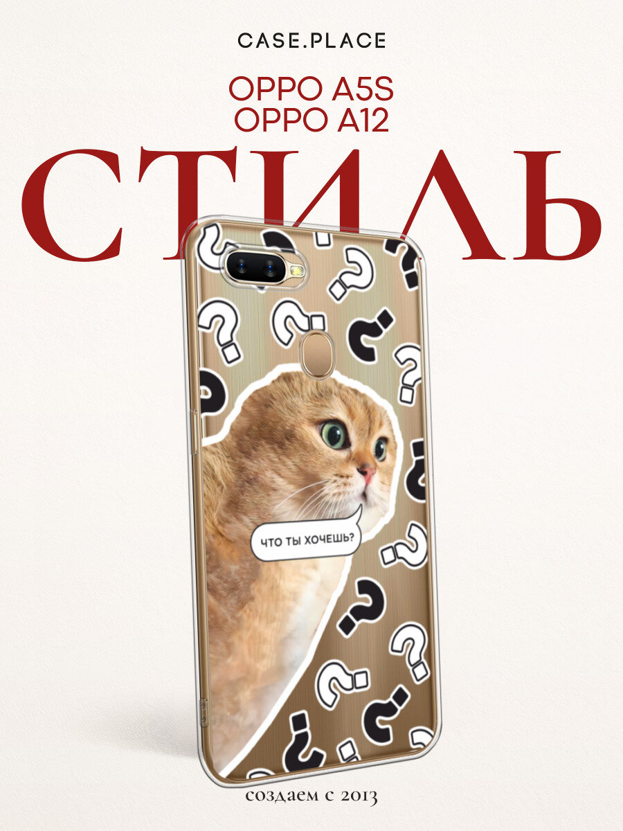 Чехол на Oppo A5s / Оппо A5s с принтом С котом парный, прозрачный