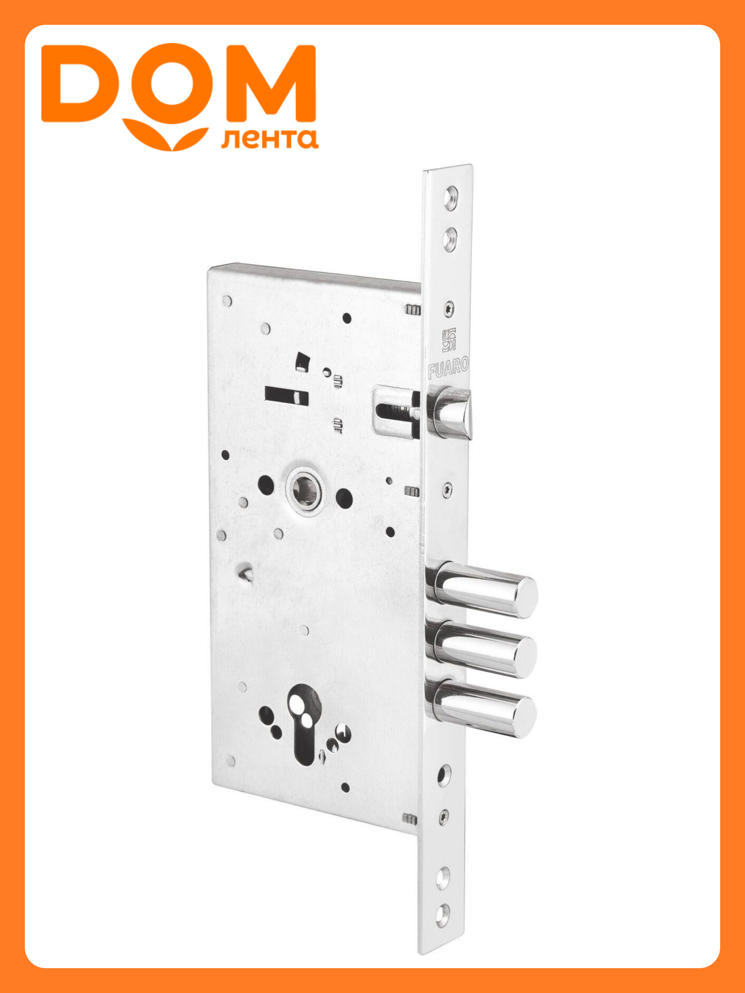 Замок цилиндровый Fuaro V25/C-3R16, для металлических дверей, 4 ключа, серебристый