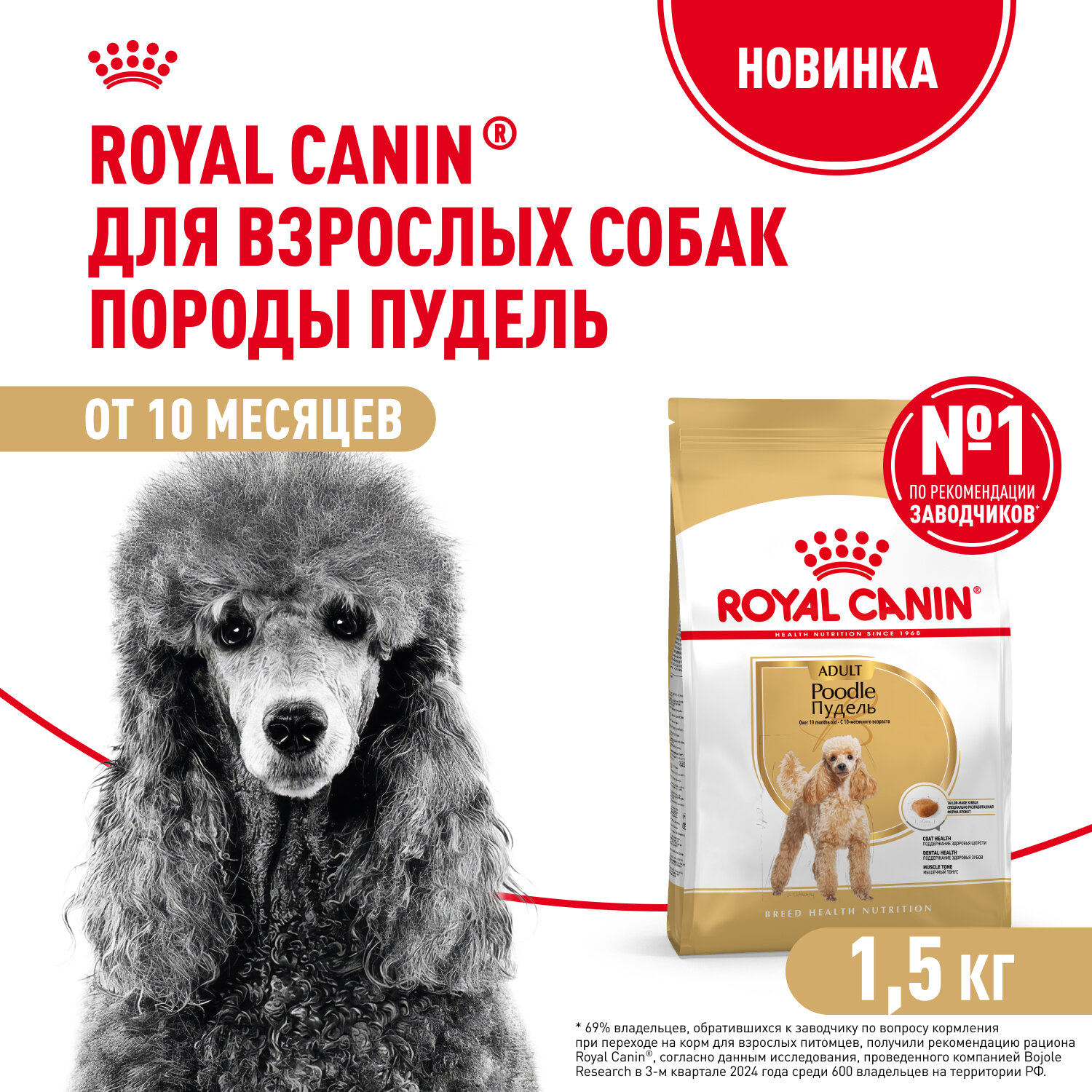 Royal Canin сухой корм для взрослых собак породы Пудель 1,5 кг