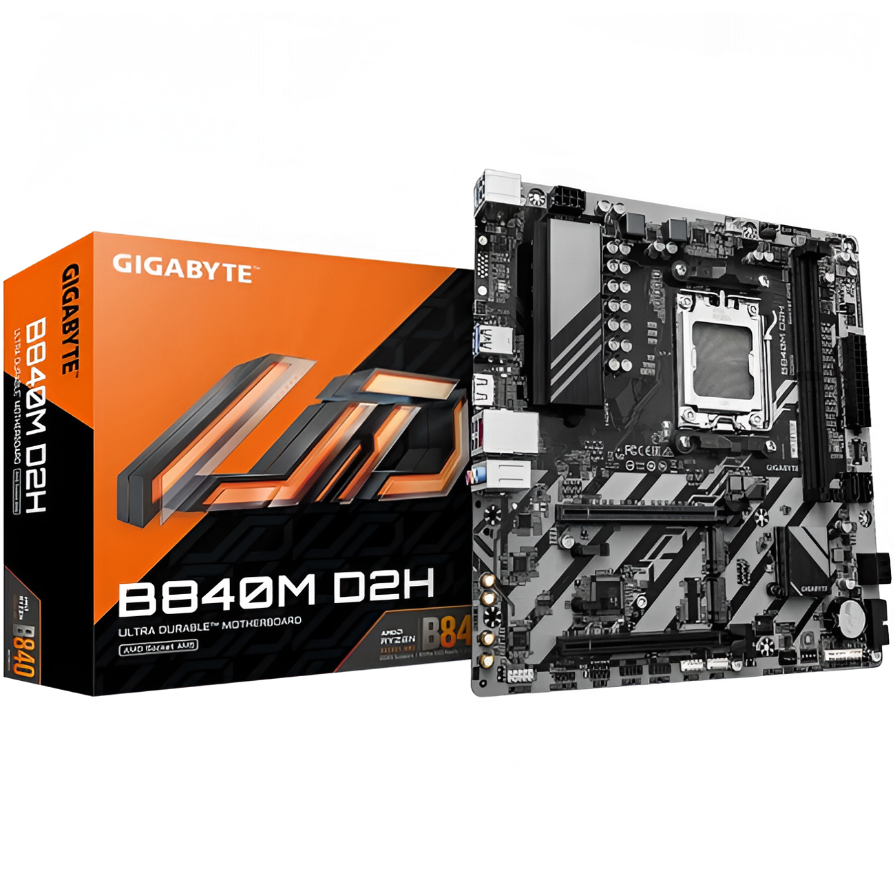 Материнская плата GIGABYTE B840M D2H (AM5/AMD B840/2xDDR5/2xPCI-Ex16/2xM.2/SB7.1/GLAN/HDMI/mATX)