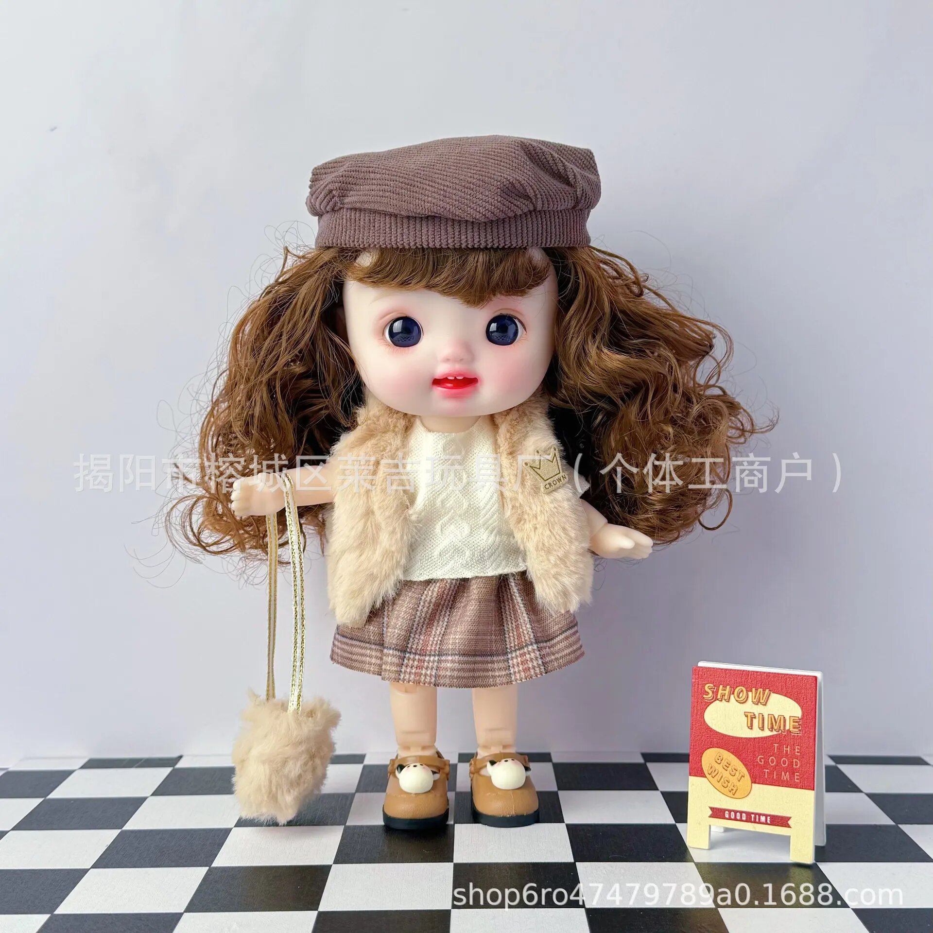 22cm Милая кукла-девочка с большой головой и подвижными суставами, очаровательный и забавный набор кукол, подарок на