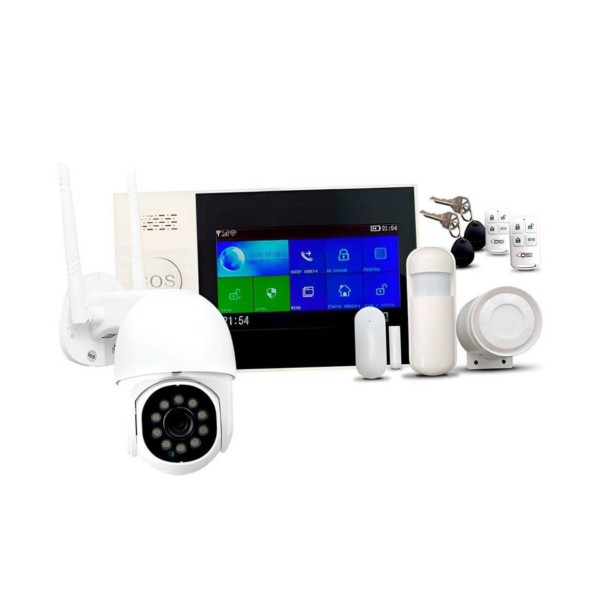 GSM Wi-Fi сигнализация для дачи с видеокамерой - Страж Сенсор(GSM) и HDcom 9826(ASW5) TUYA (Q21492KOM) для загородного дома и коттеджа.