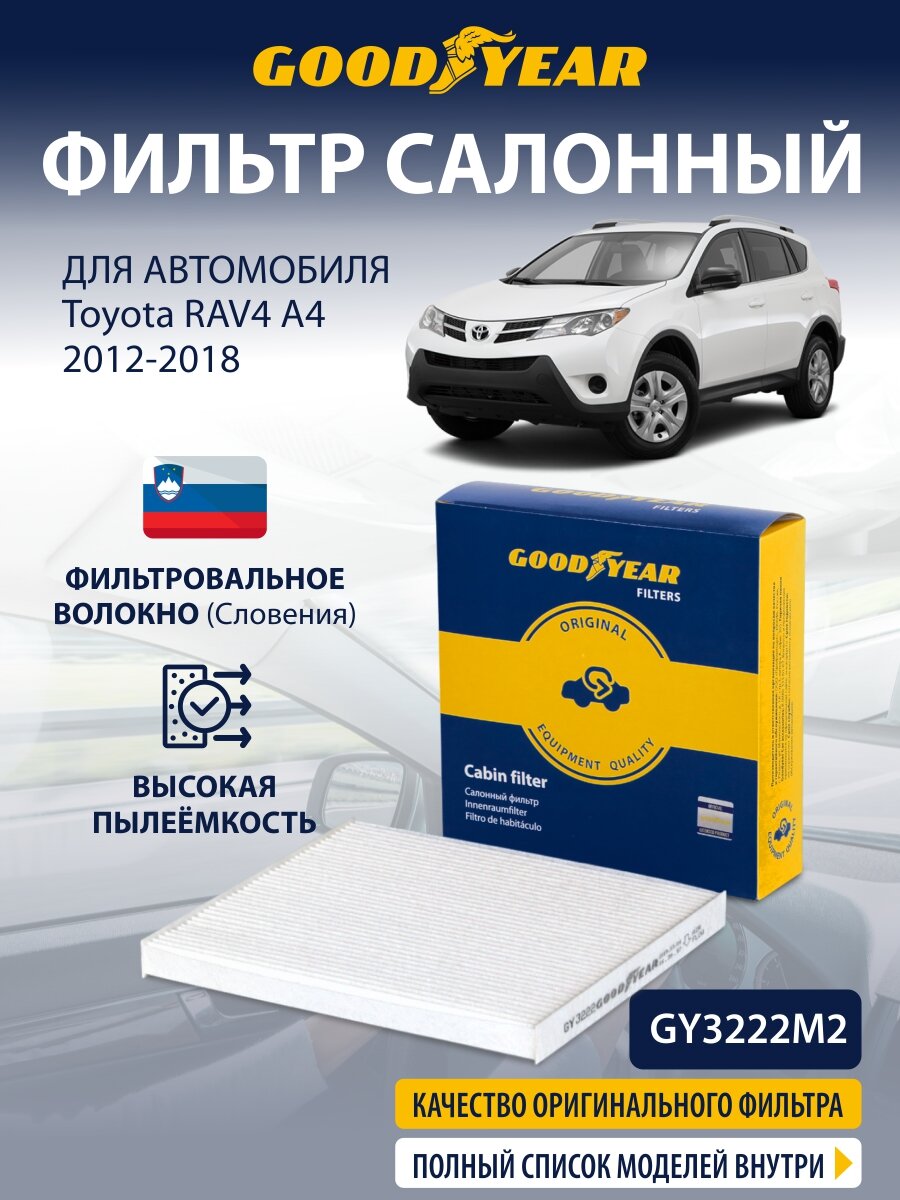 Фильтр салонный автомобильный для TOYOTA Rav 4 А4 (Тойота РАВ4 ХА40 2.0 2.2 2.5) 2012-2018