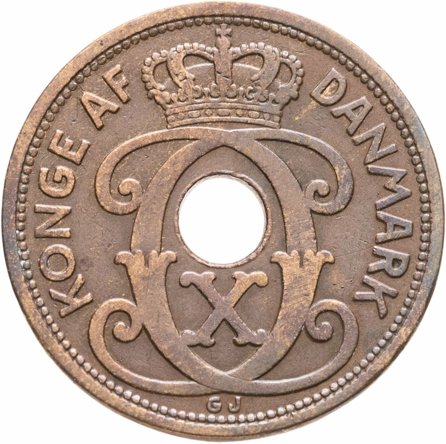 Дания 5 эре ore 1928, Бронза, в сохранности VF