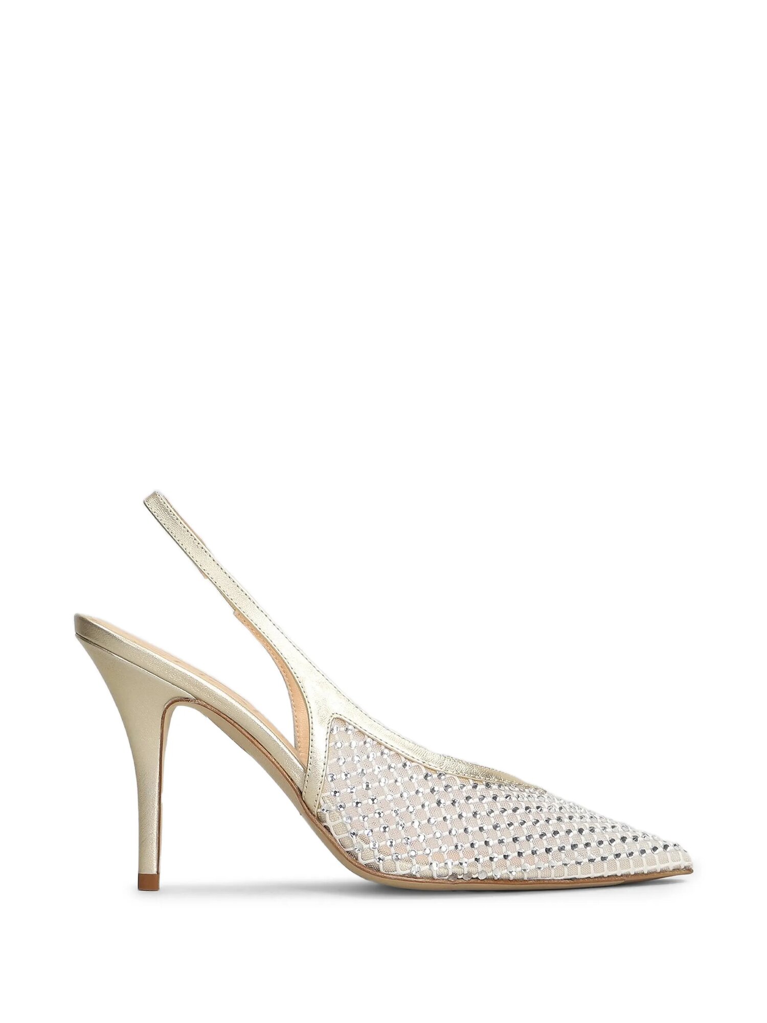 Туфли Crystal-embellished slingback leather heeled pumps 