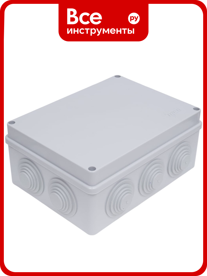 Распаечная коробка Рувинил для открытой проводки 200x140x75 IP55 67055, 10 в, прямоугольный с крышкой, полистирол
