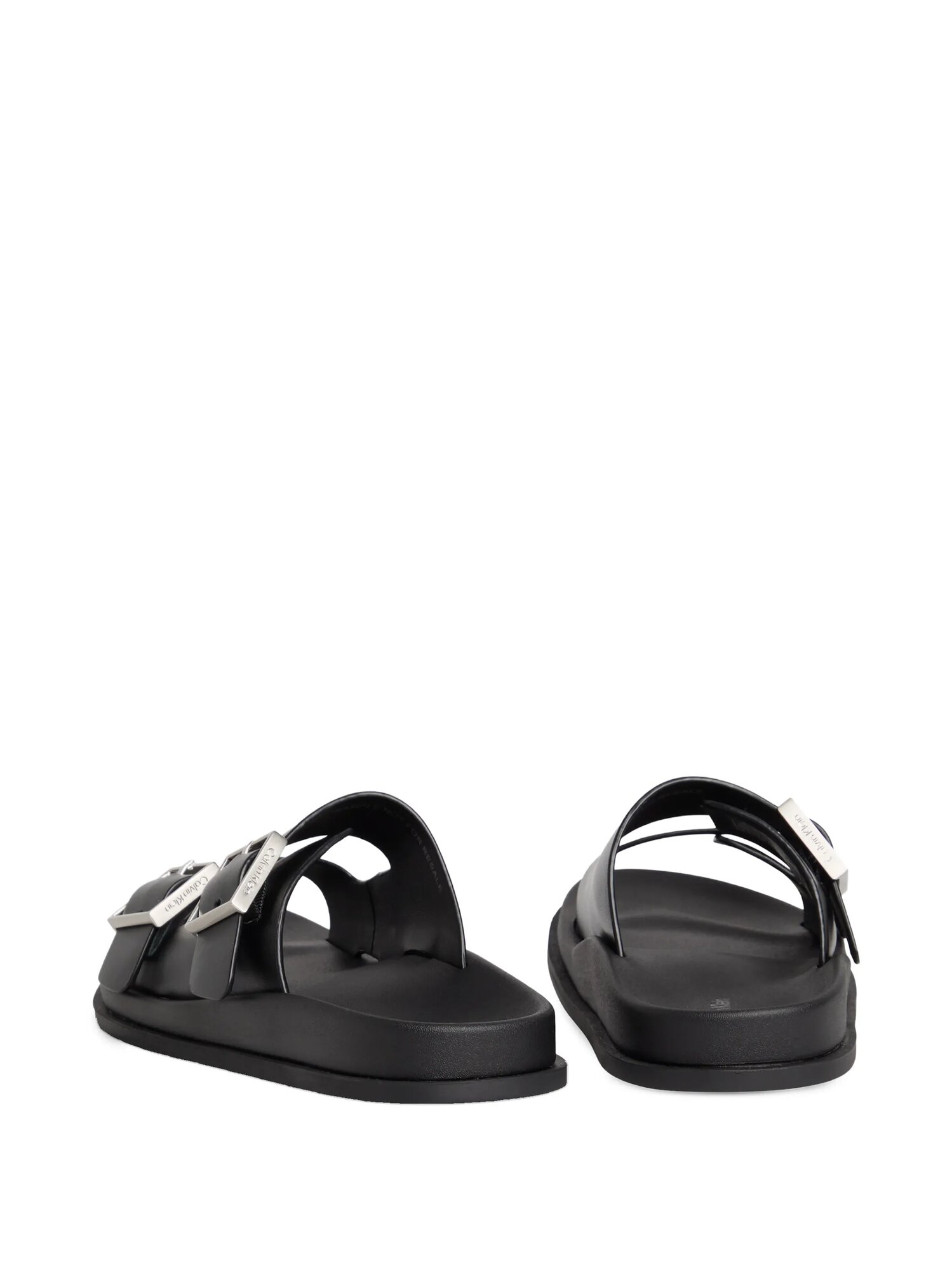 Шлёпанцы CALVIN KLEIN Buckle-fastening sliders, размер 39 EU, black/black — фото 1