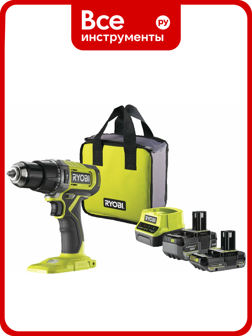 Ударная дрель-шуруповерт Ryobi 18В RPD18-2C52S 5133005526