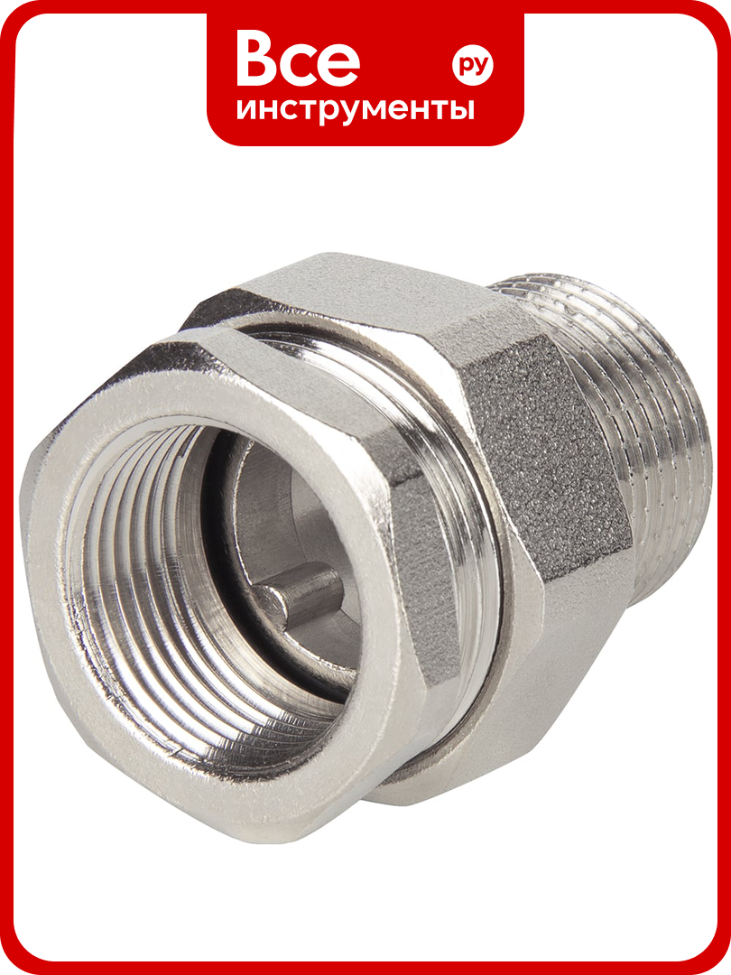 Американка прямая TEBO ВН/НАР 1.1/4" латунь T-ЛР. А.2.114. CN никелированное покрытие внутренняя‑наружная резьба