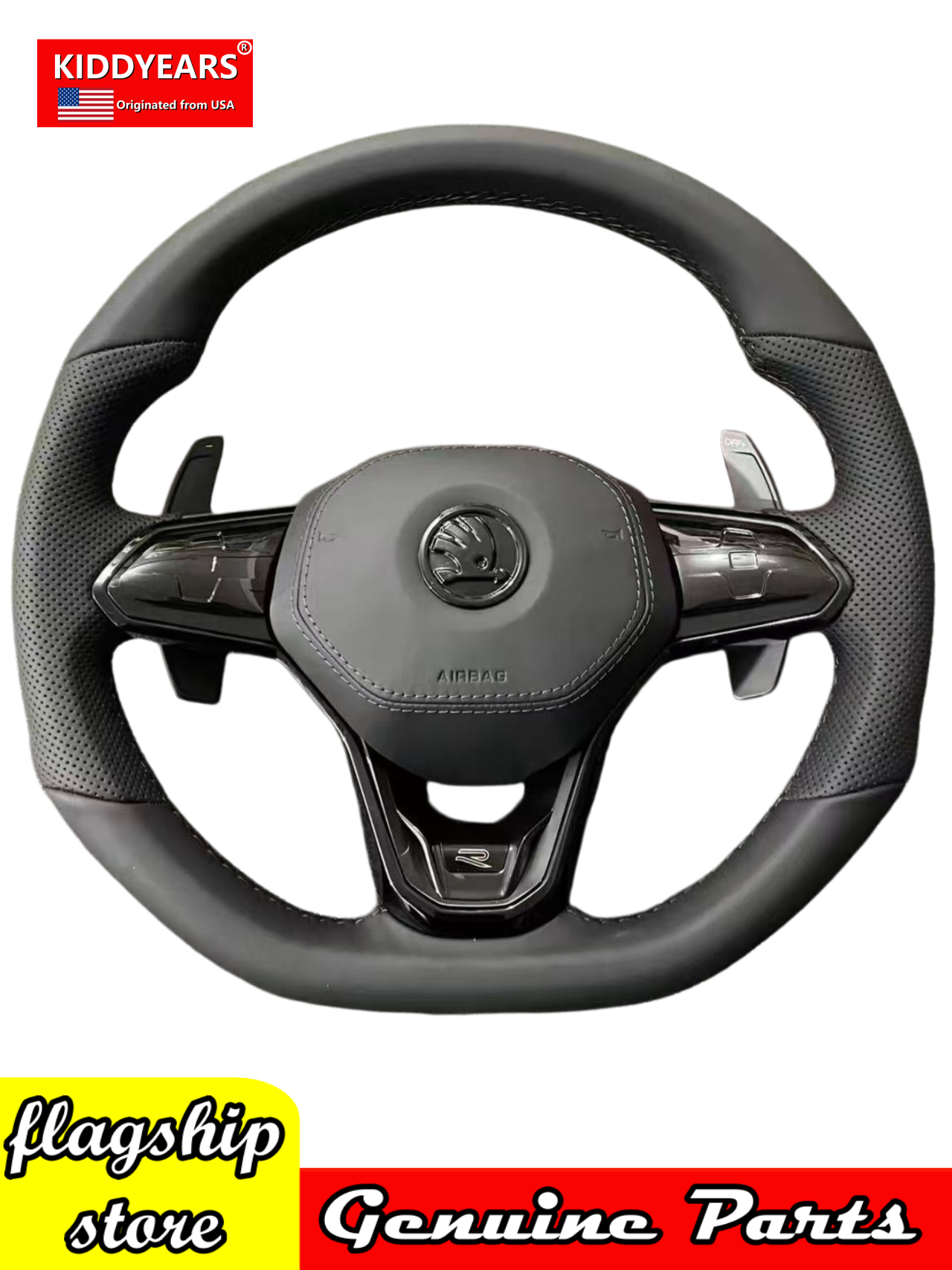Для сенсорного ЖК-руля Škoda с длинными лепестками в сборе, включая кожаную подушку безопасности