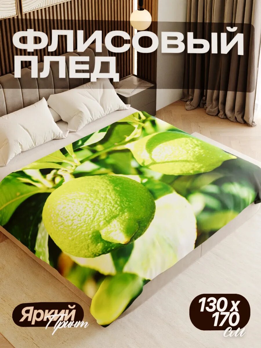 Плед флисовый 130х170 см мягкий теплый покрывало для дома