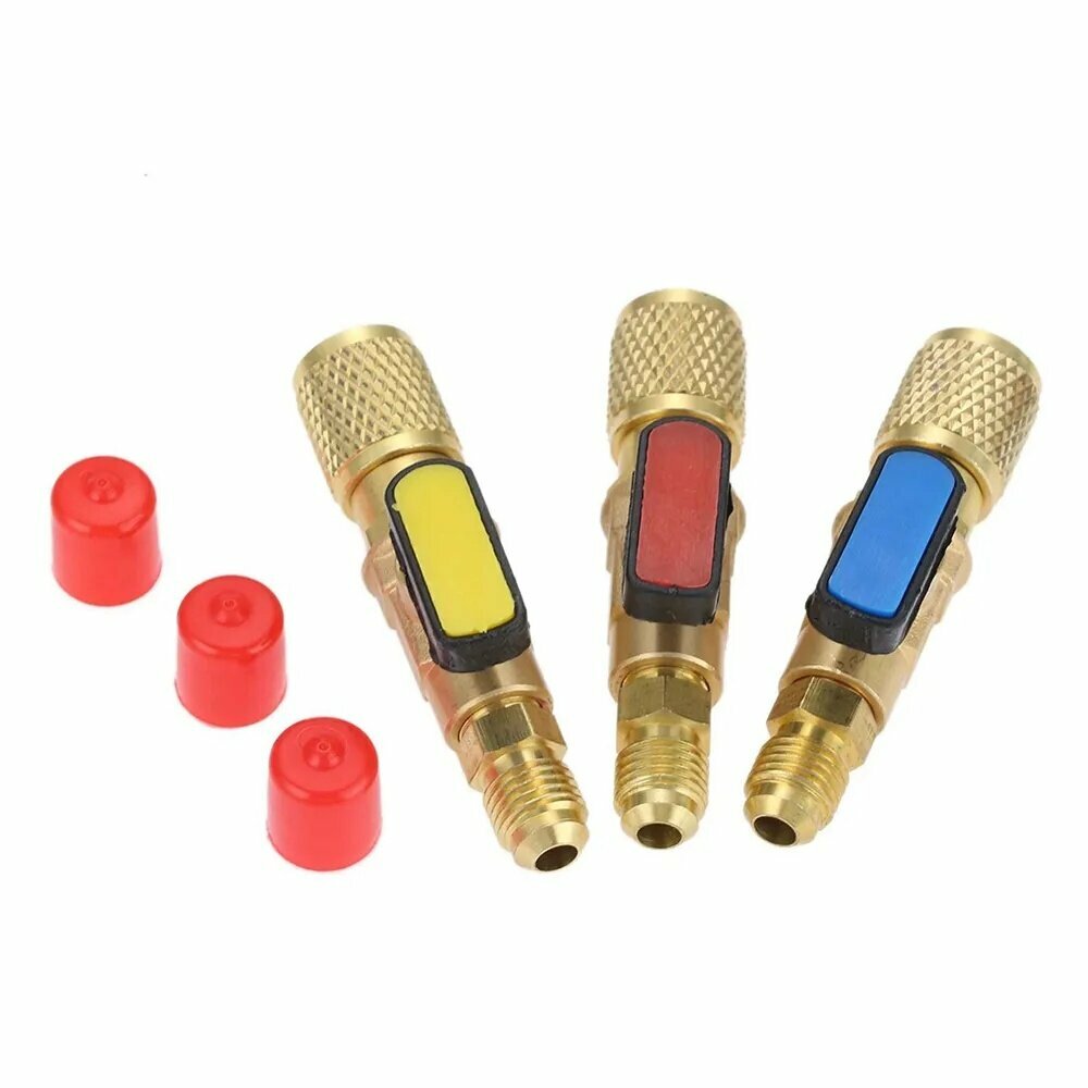 3 шт./компл. латунные прямые шаровые краны с хладагентом R410A. Зарядные шланги переменного тока.