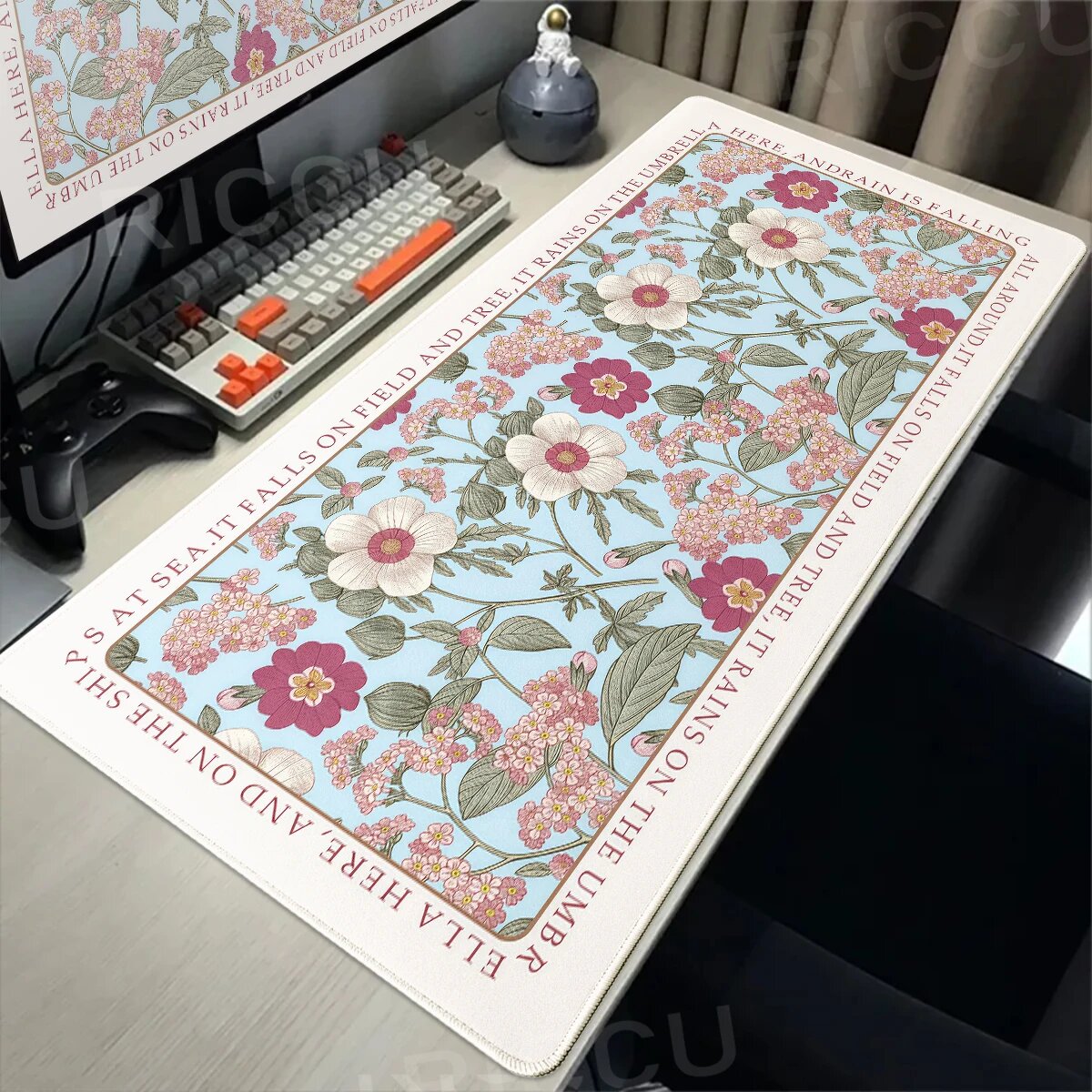 Riccu XXL коврик для мыши 40x90 см, цветочный Pattern-3