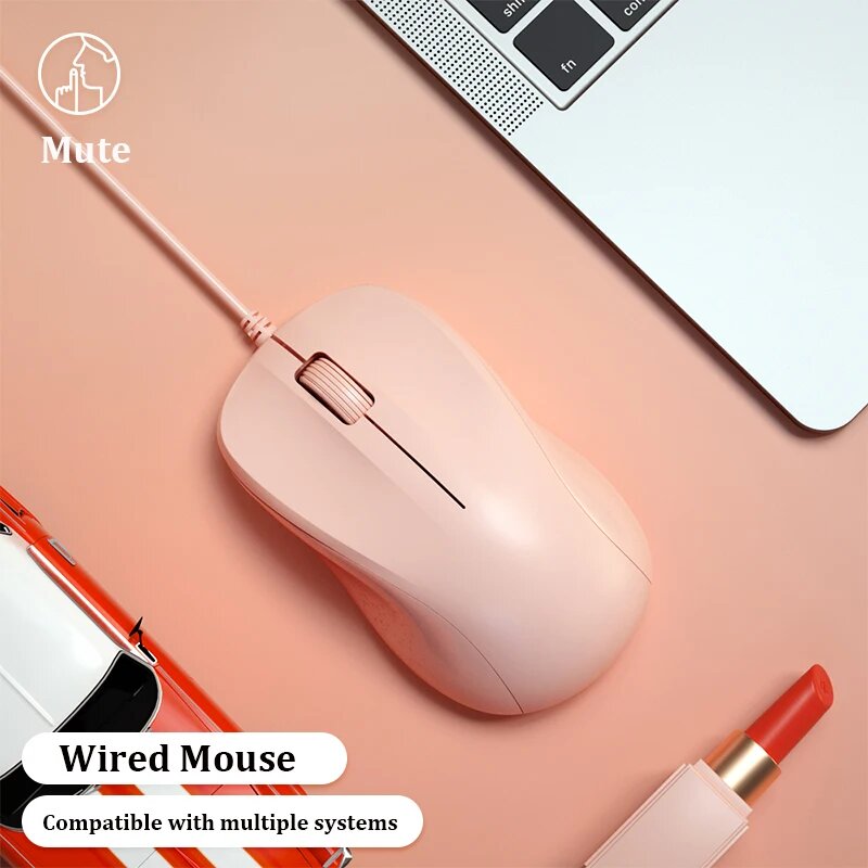 MYDIGTEL проводная игровая мышь 1200 DPI розовая Pink