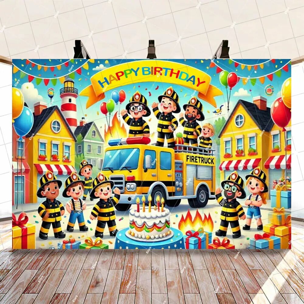 Фоновое полотно для фотосессии пожарного автомобиля 180X120CM, JY241-1