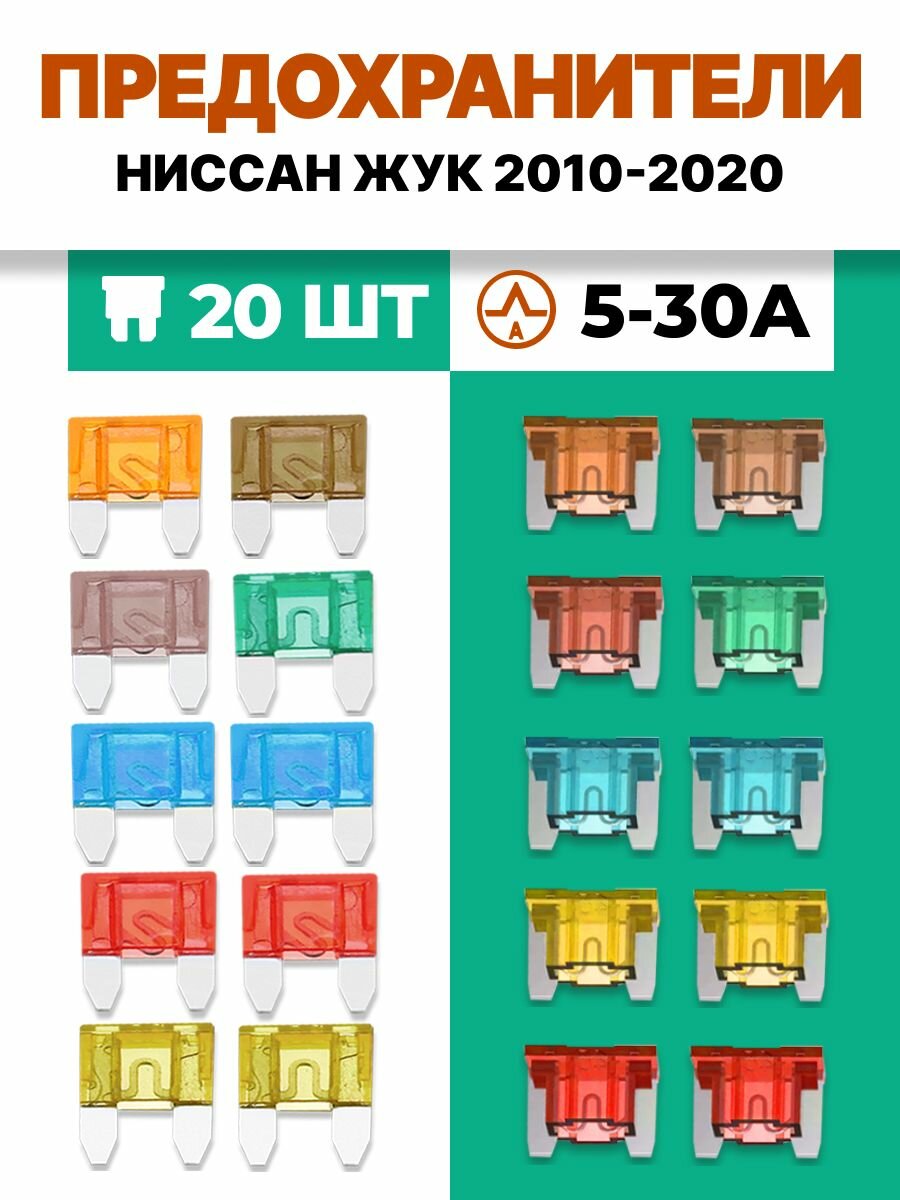 Предохранители Ниссан Жук 2010-2020 набор Мини+Микро 20 шт / Nissan Juke