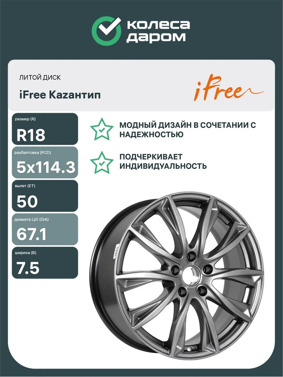 Диски литые Каzантип R18х7.5 5x114.3 ET50 DIA67.1