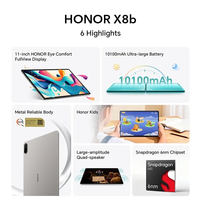 Планшет Honor Pad X8b, 11", 4/128ГБ, Wi-Fi, Android