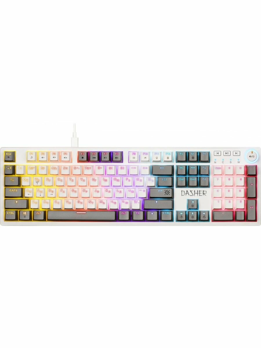 Клавиатура Defender GK-472 механическая белый USB Multimedia for gamer LED (45472) каб:1.5м