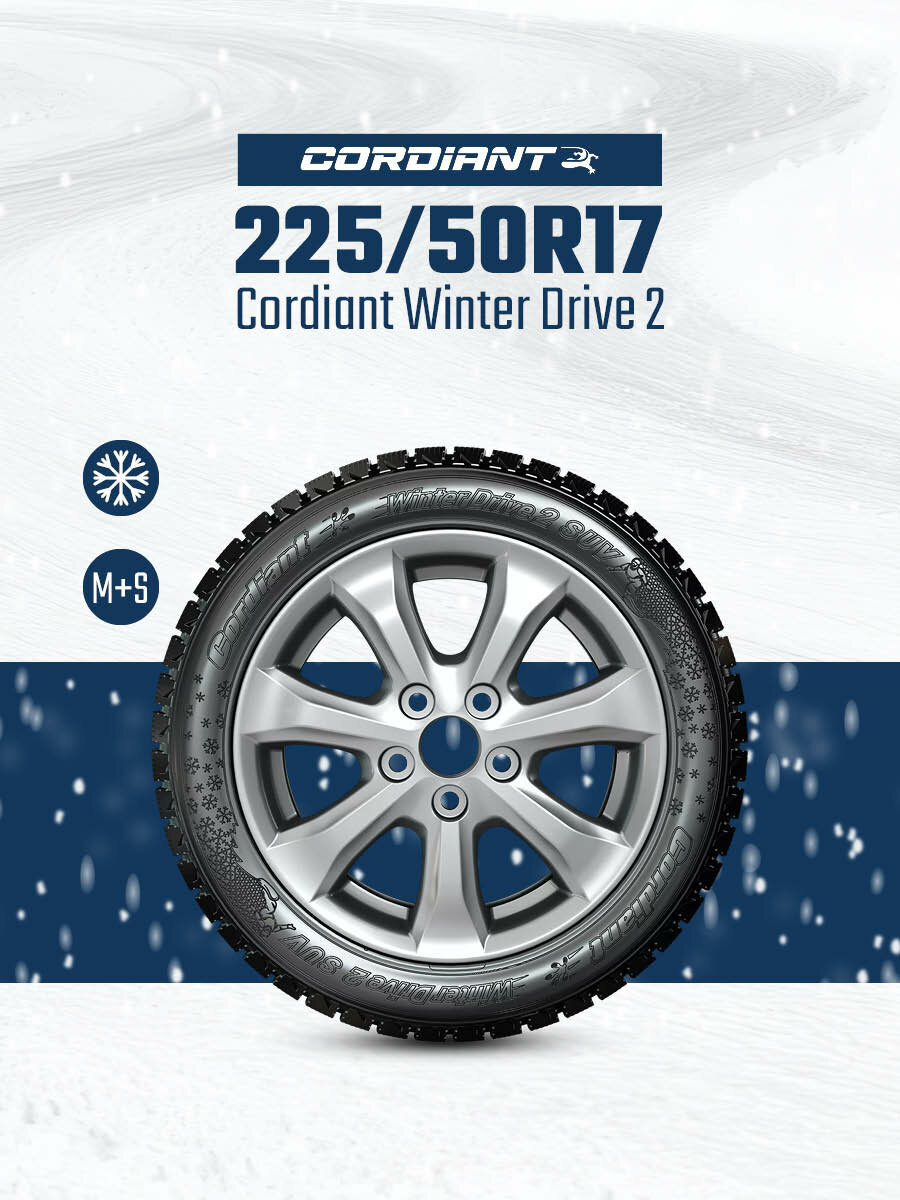 CORDIANT WINTER DRIVE 2 225/50R17 98T Зимняя нешипуемая автомобильная шина — фото 1