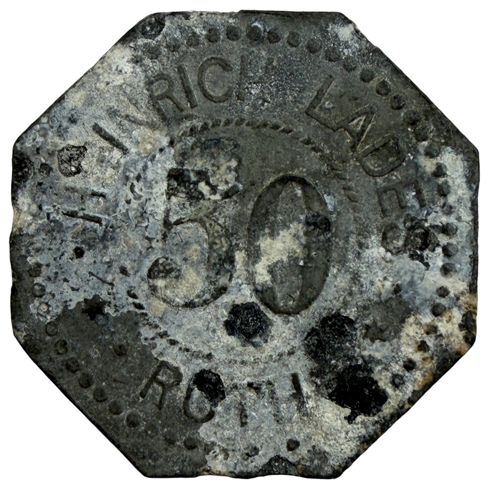 Германия, Рот 50 пфеннигов 1914-1924 гг. (Zn) (Продуктовый магазин Heinrich Lades)