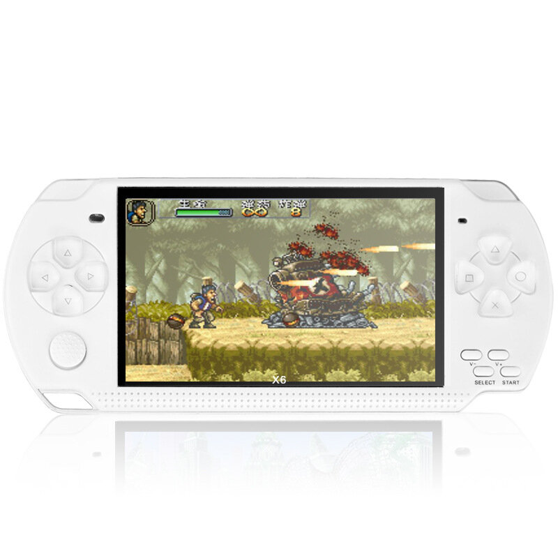 X6 портативная игровая консоль с 4,3-дюймовым цветным экраном, поддержка игр GBA и FC, 128-битный процессор, белый