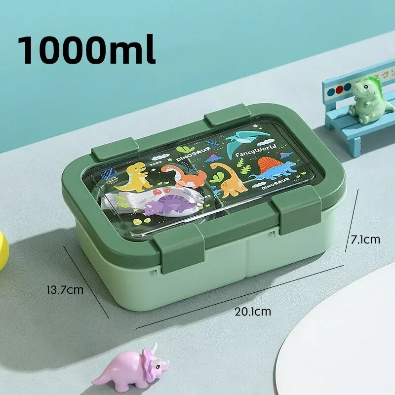 Ланч-бокс JUSTINLAU мультфильм 1000/1350 мл Зеленый, Green-PP-1000ml