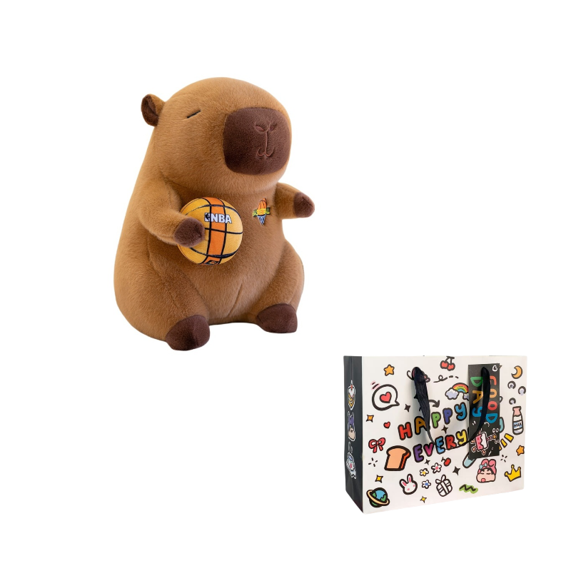 Игрушка мягкая унисекс CHONGRONGLIANYU капибара для спорта и баскетбола, 40CM EU, комплект Yellow Basketball