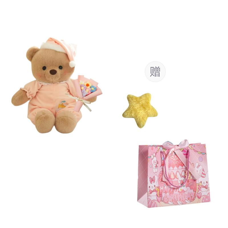 Комбинезон Bear-Pink+Cream Puff Bouquet