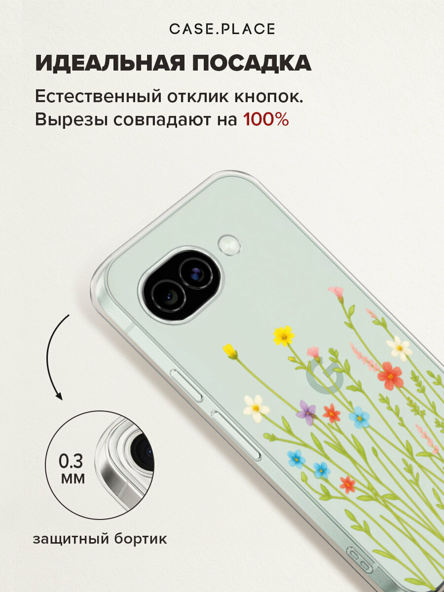 Чехол на Google Pixel 10A / Гугл Пиксель 10А с принтом Высокие маленькие цветы — фото 1