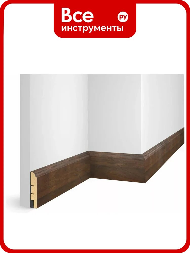 Плинтус COSCA DECOR WP07 экошпон, дуб Барон темный, 80x16x2400 мм, МДФ СПБ103249